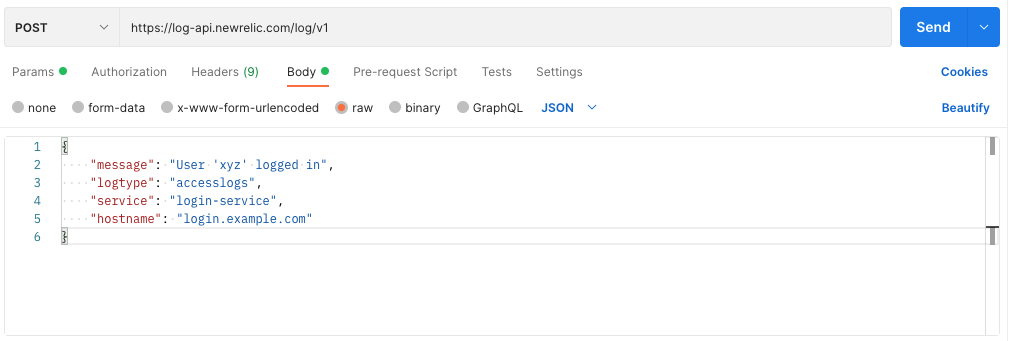 Hub Topic: Calling Log API endpoint via Postman